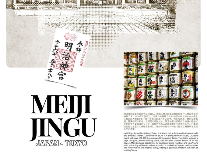 Meiji Jingu Temple Poster With Goshuin Model B - Etsy