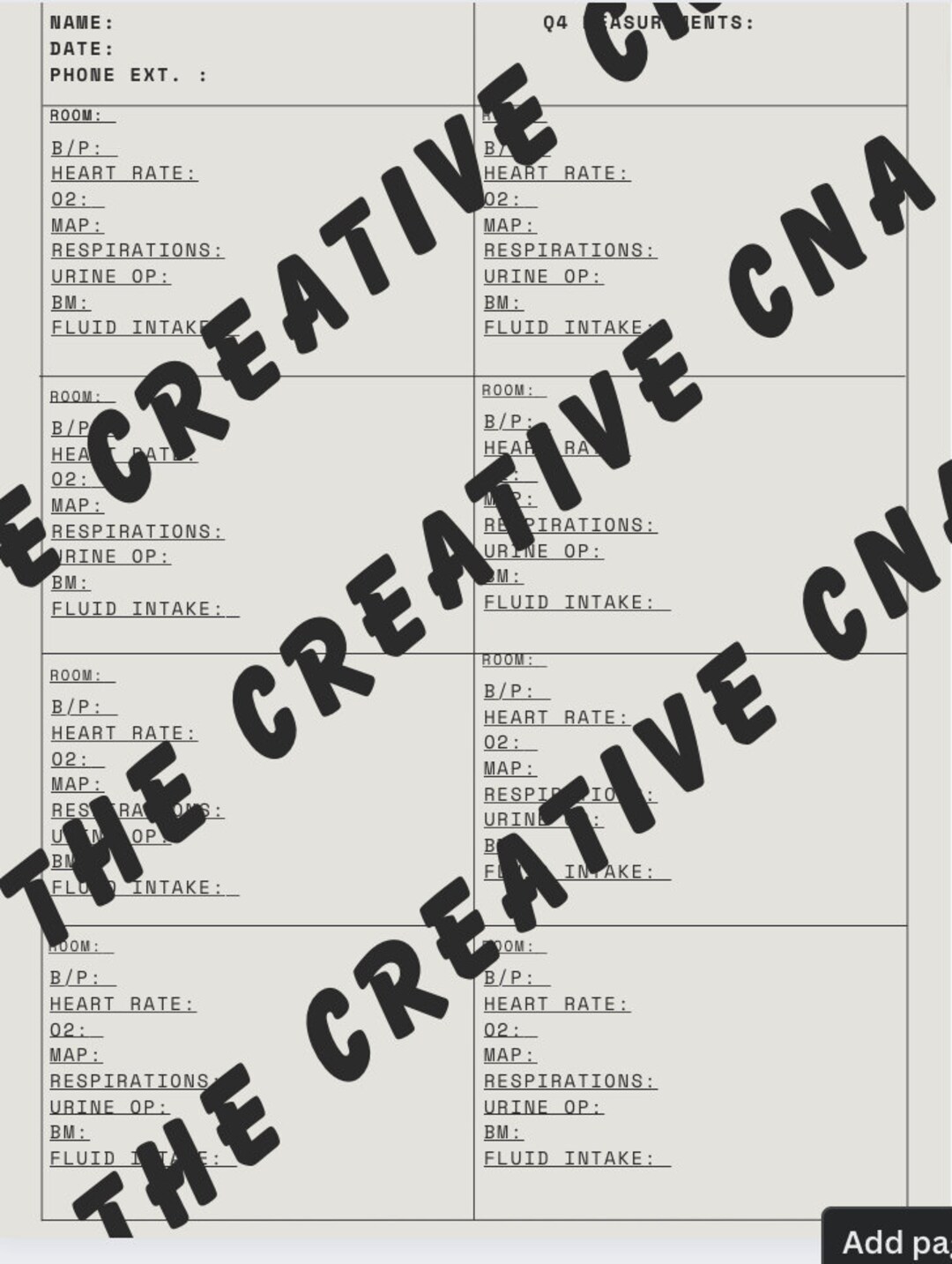 CNA/PCT Report Sheet Bundle - Etsy