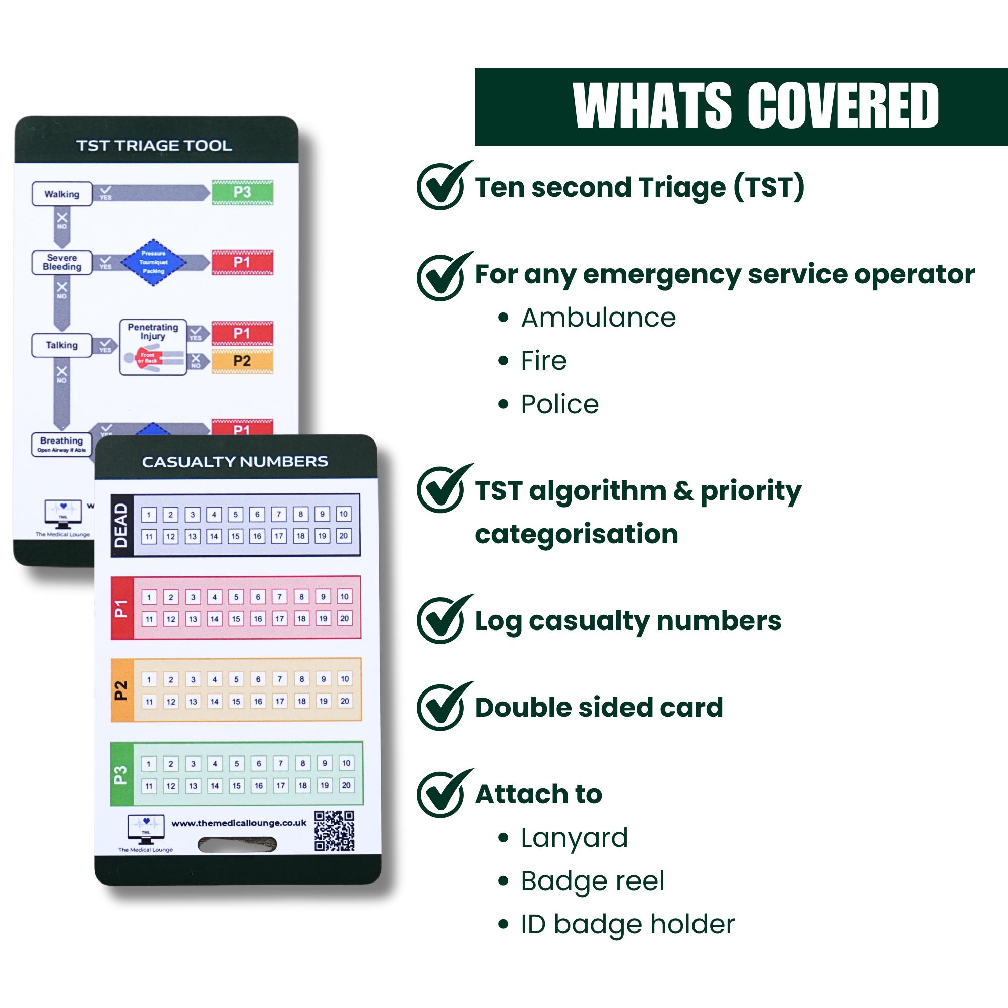 Ten Second Triage (tst) Reference Card | Mci Algorithm and Casualty Log ...