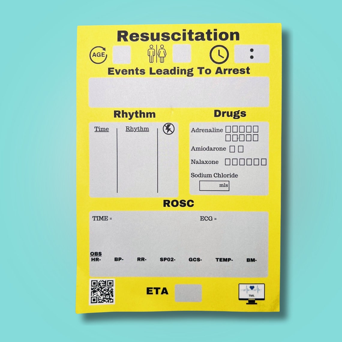 Medical, Trauma, Resuscitation Bundle History Pocket Sized Notepad ...