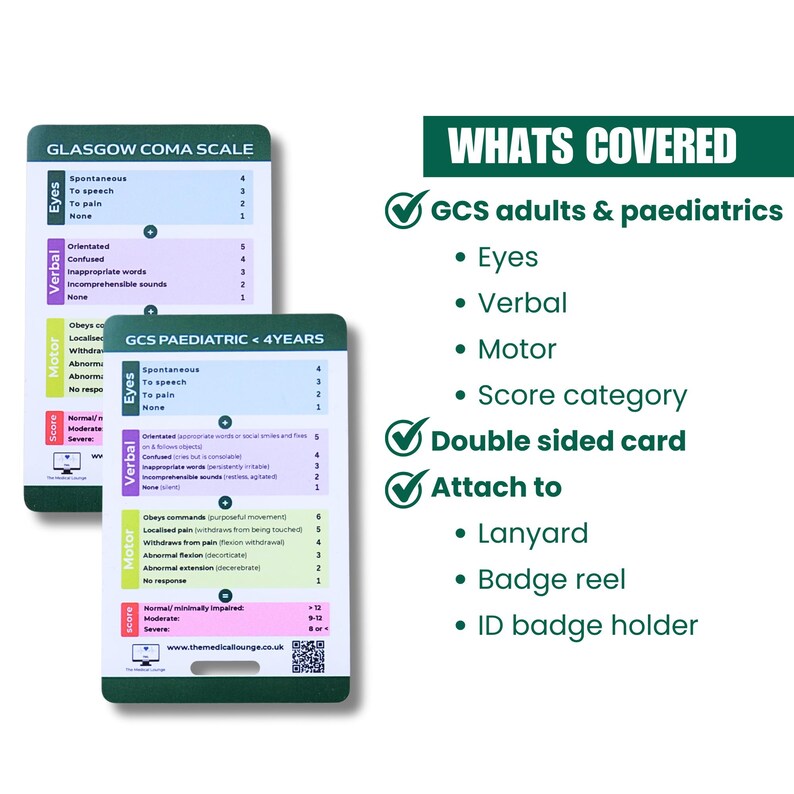Glasgow Coma Scale Reference Card: Adult & Pediatric GCS - Paramedic ...
