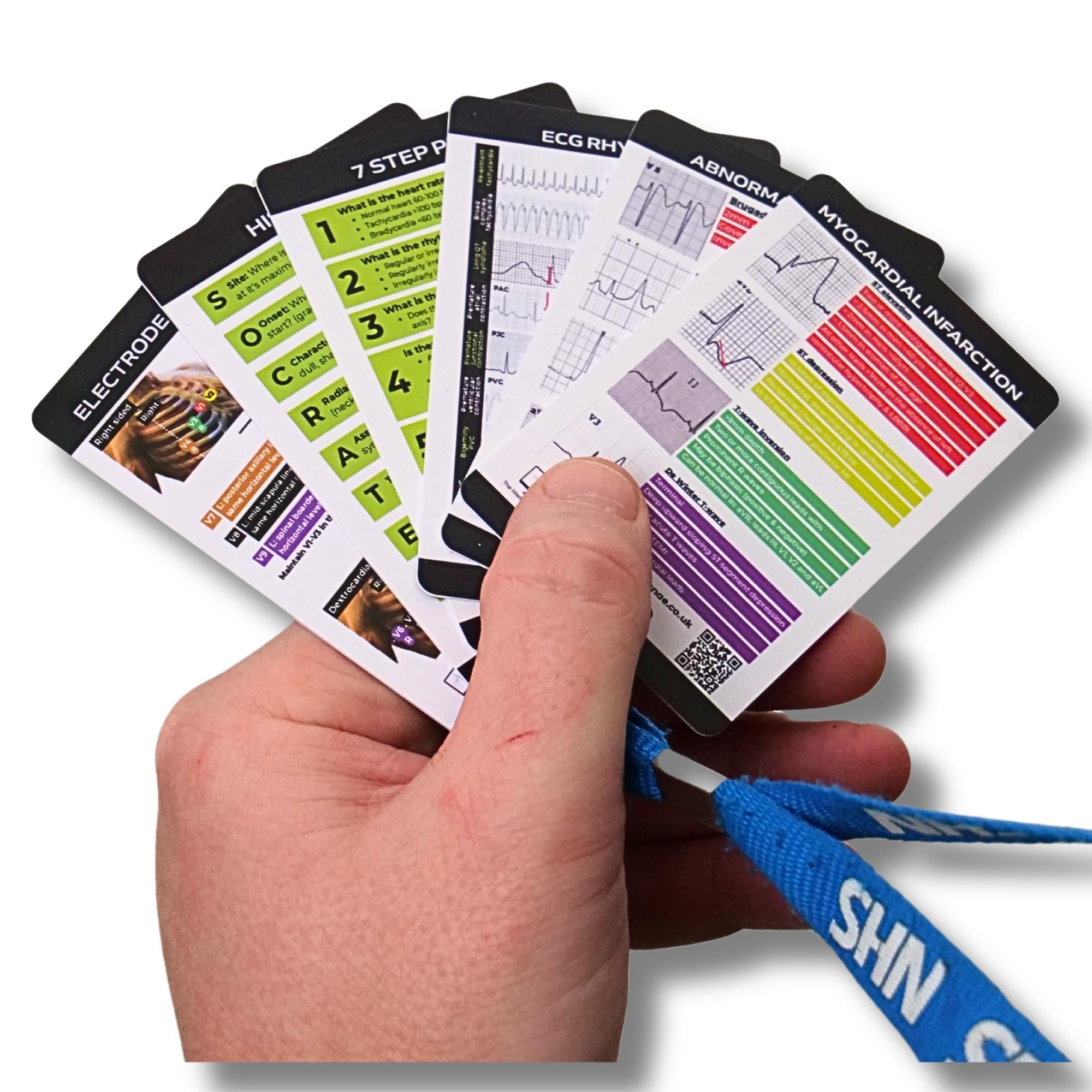 ECG Reference Card Bundle (7 Cards) | Includes ECG Ruler, Rhythm, MI ...
