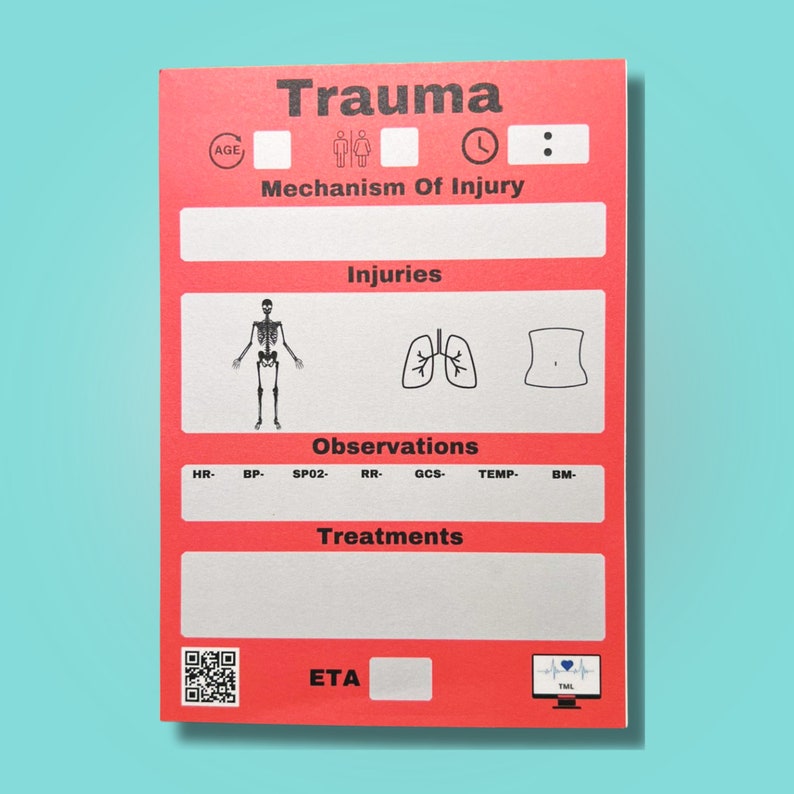 Medical, Trauma, Resuscitation Bundle History Pocket Sized Notepad ...