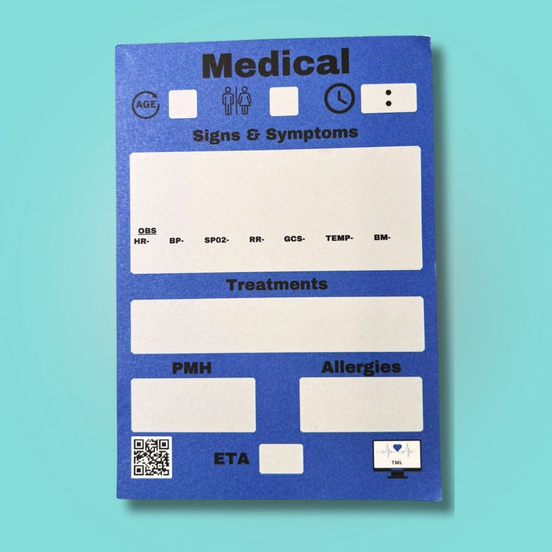 Medical, Trauma, Resuscitation Bundle History Pocket Sized Notepad ...
