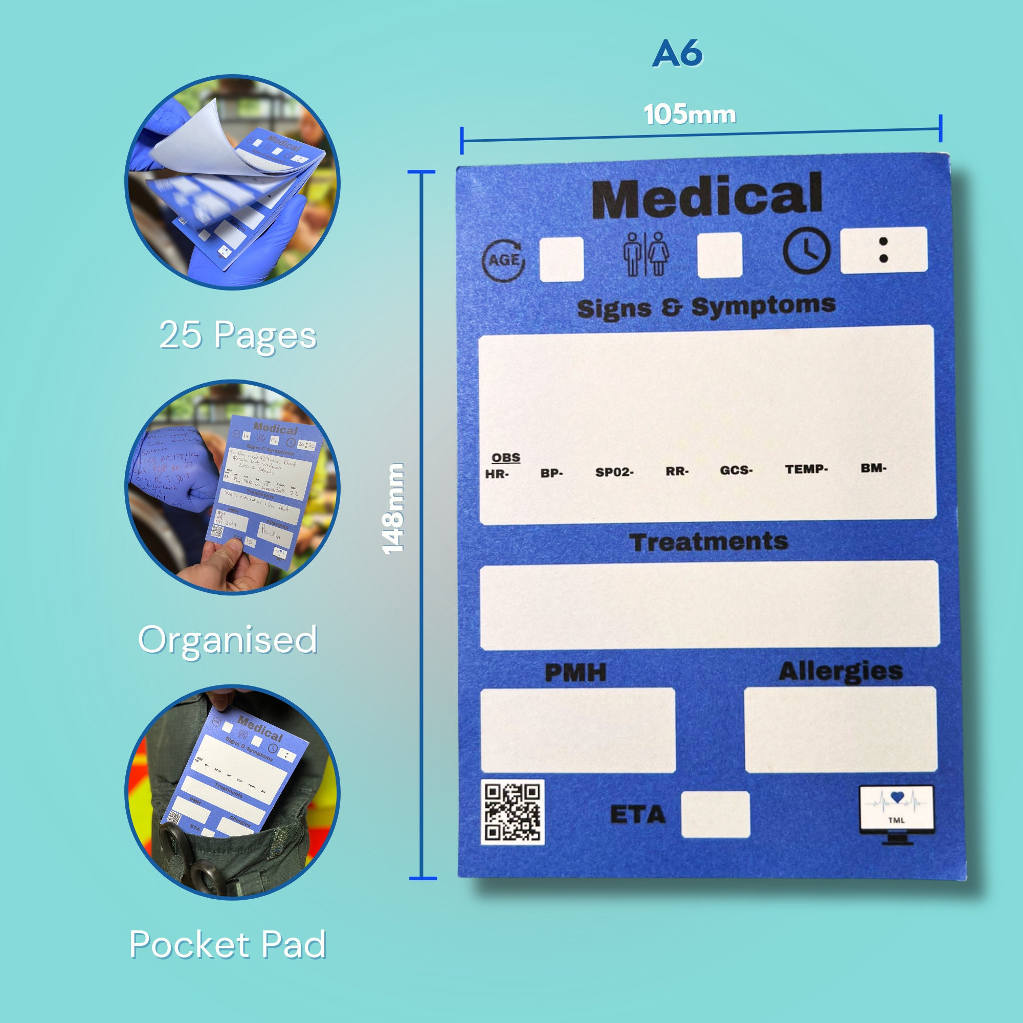 Medical, Trauma, Resuscitation Bundle History Pocket Sized Notepad ...