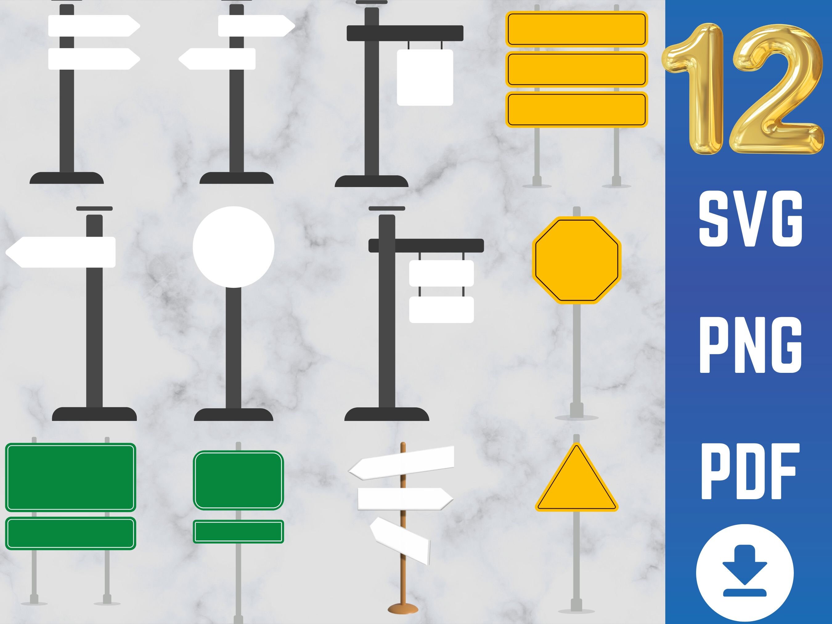 Road Sign SVG, Street Sign Template ,arrows Blank Road Street Sign ...