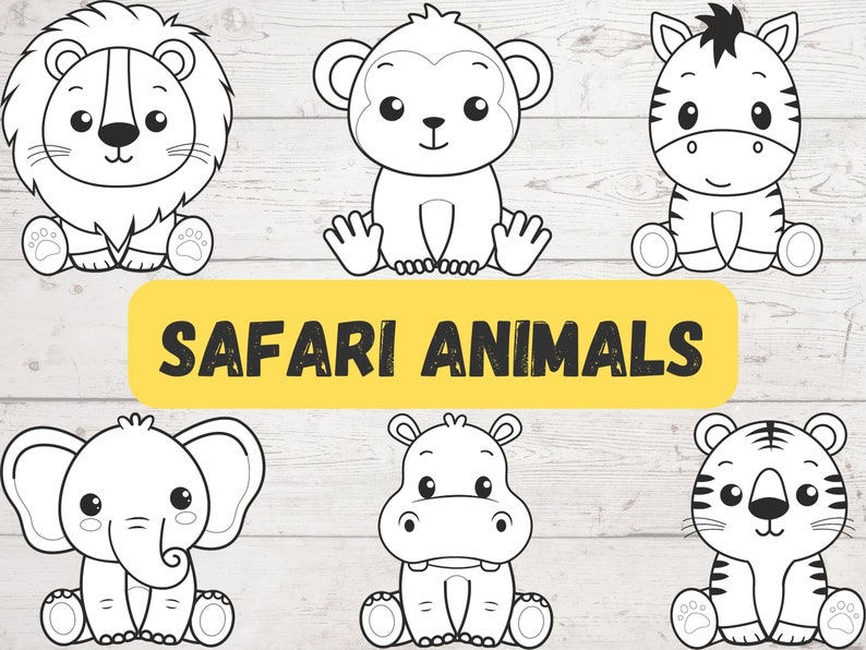 Safari Animals Outline SVG Cute African Jungle Animal Cut File Cricut ...