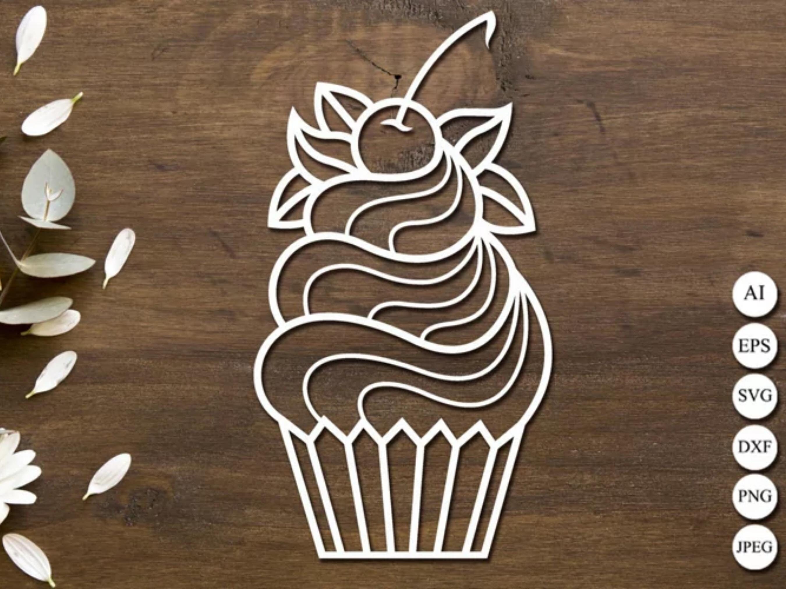 Birthday Cupcake Svg, Muffin SVG, Birthday Cupcake Outline, Sweet Cake ...