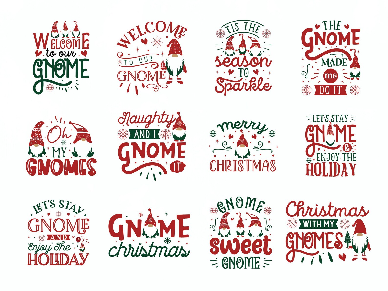 Christmas Gnomes Quote SVG Bundle, Funny Gnome Svgs, Holiday Gnome Cut ...
