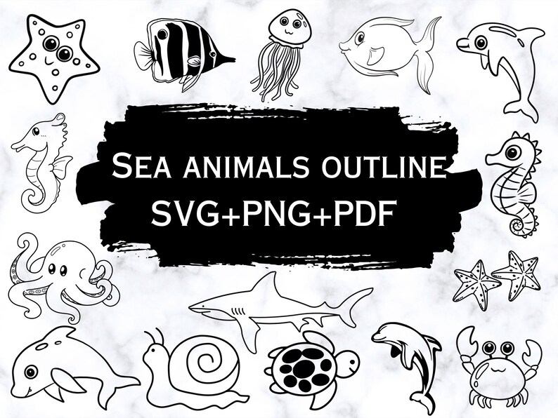 Sea Animals Outline Svg Whale Svg Turtle Svgsea Animal - Etsy Hong Kong