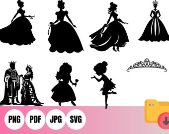 Princess Silhouette Svg Bundle, Princess Cut Files for Cricut, Princess ...