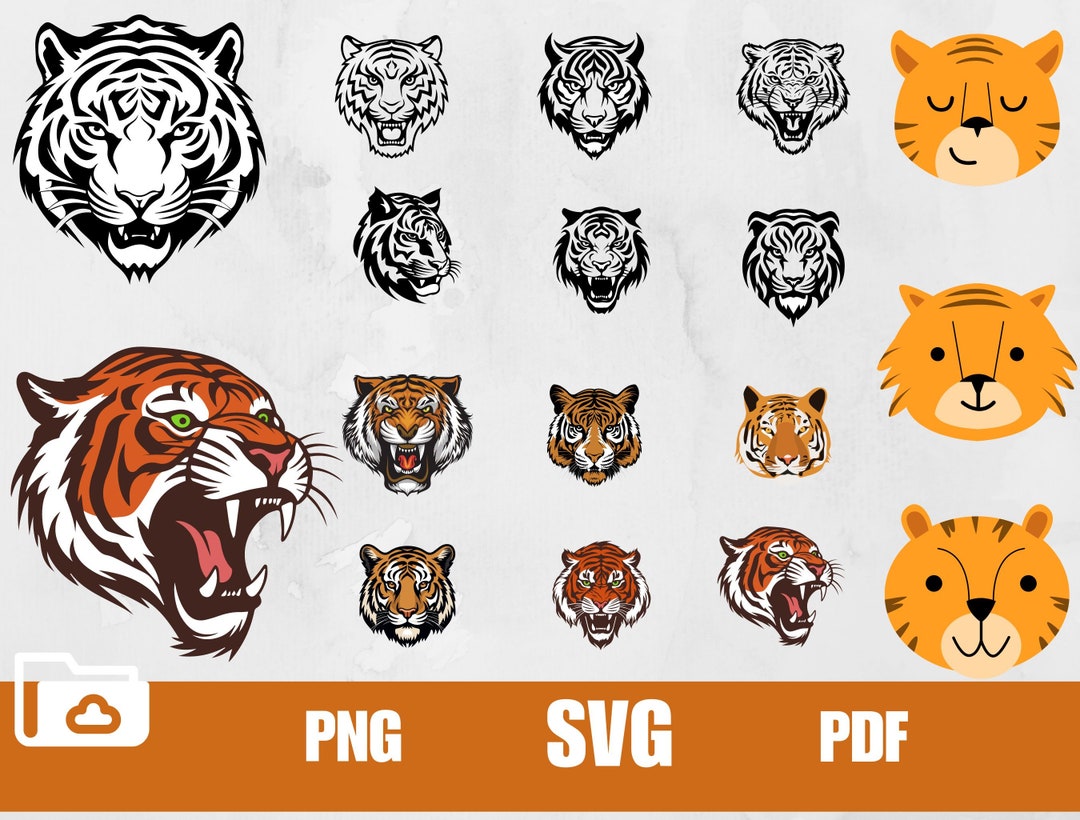 Tiger SVG Bundle, Tiger Face Svg, Tigers SVG Cut Files for Cricut, Tiger Head Svg, Tiger ...