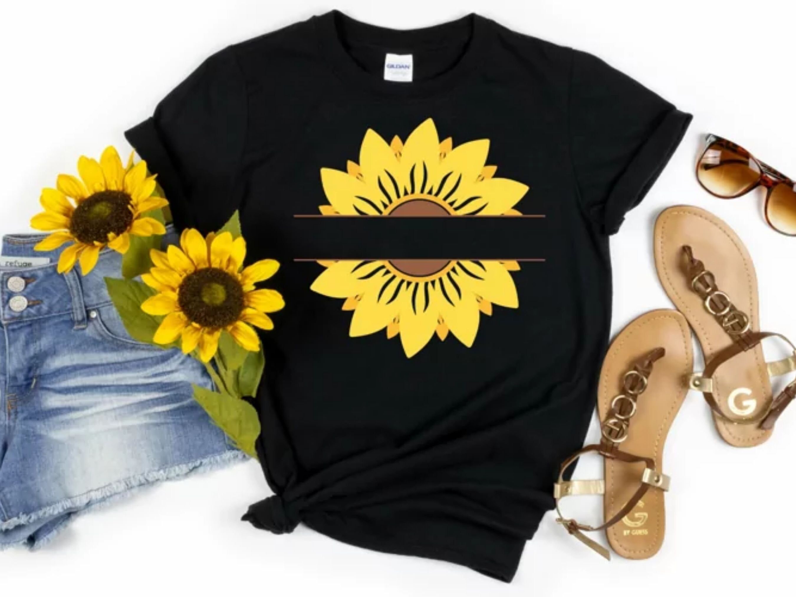 Cute Yellow Summer Sunflower Monogram Svg Bundle, Floral Svg Bundle ...