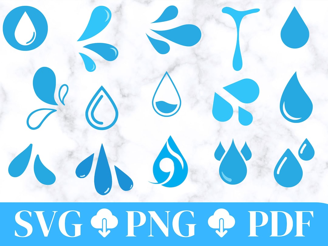 Water Droplet Svg Bundle, Water Drop Svg, Water Splash Svg, Tear Drop ...