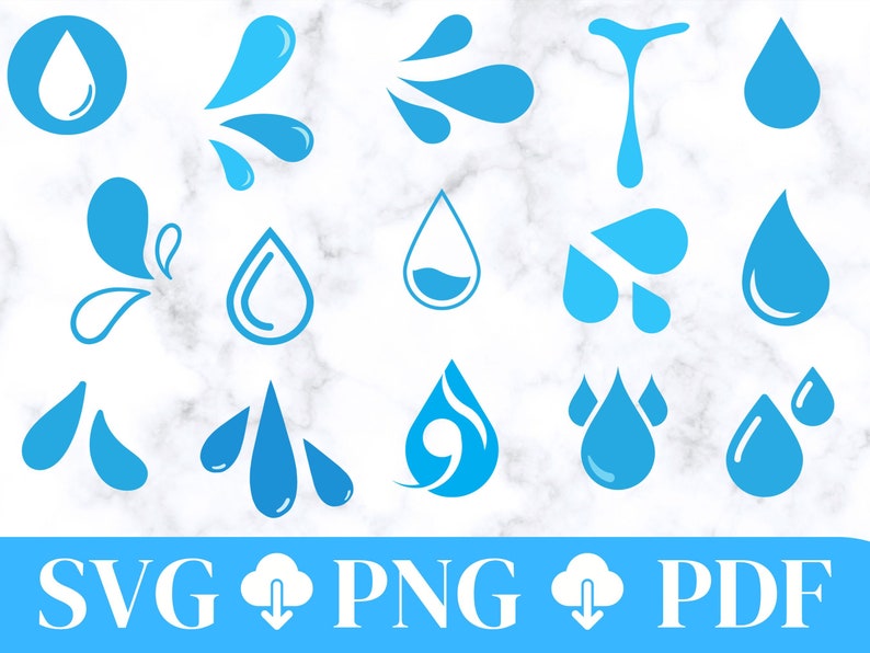 Water Droplet Svg Bundle, Water Drop Svg, Water Splash Svg, Tear Drop ...