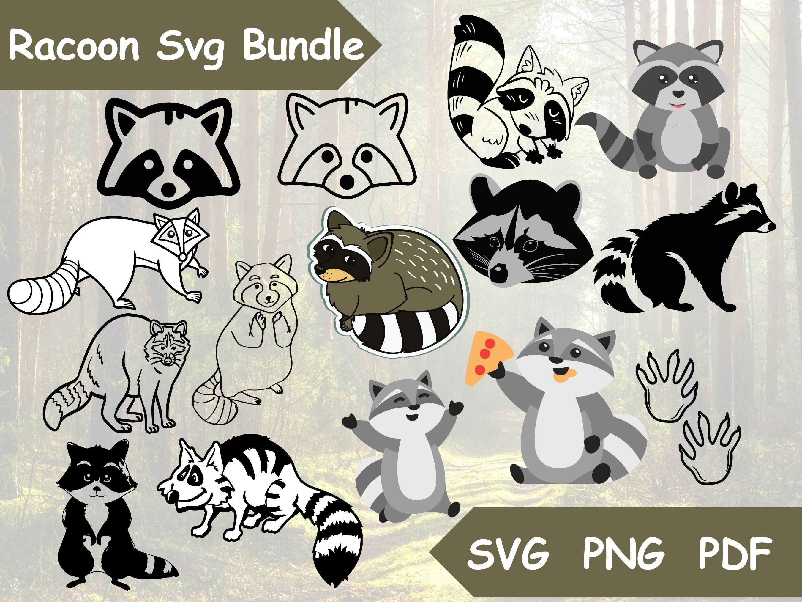 Raccoon SVG, Raccoon Clipart, Raccoon Cut Files, Raccoon Silhouette ...