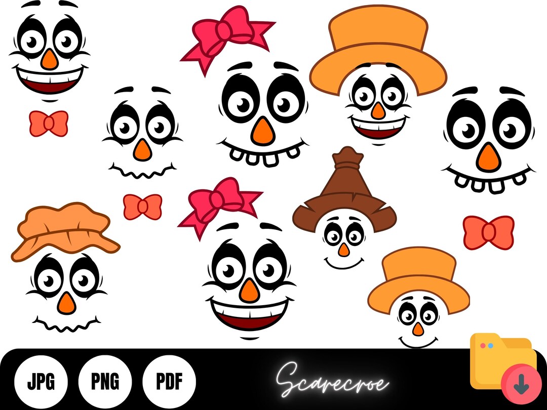 Scarecrow Face Svg Bundle, Scarecrow Png, Scarecrow Clipart, Scarecrow ...