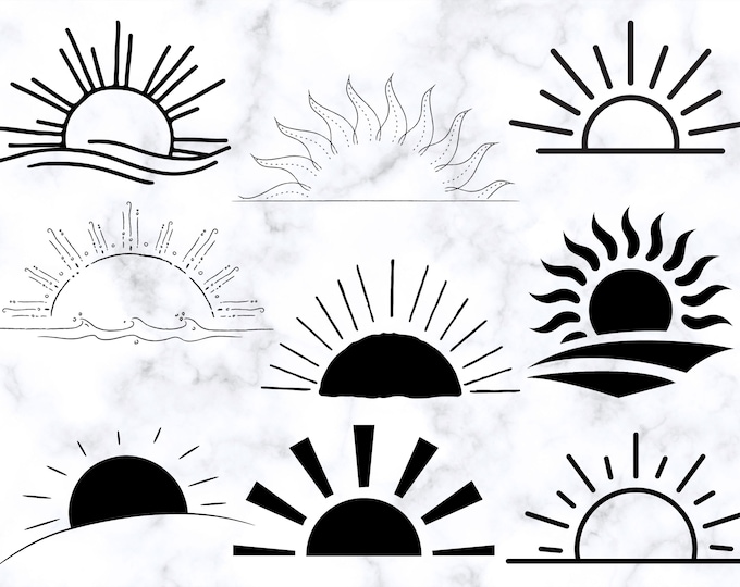 Sunset SVG Cut File. Sunrise Svg. Sun and Cloud Svg Clipart. Sun Rise ...