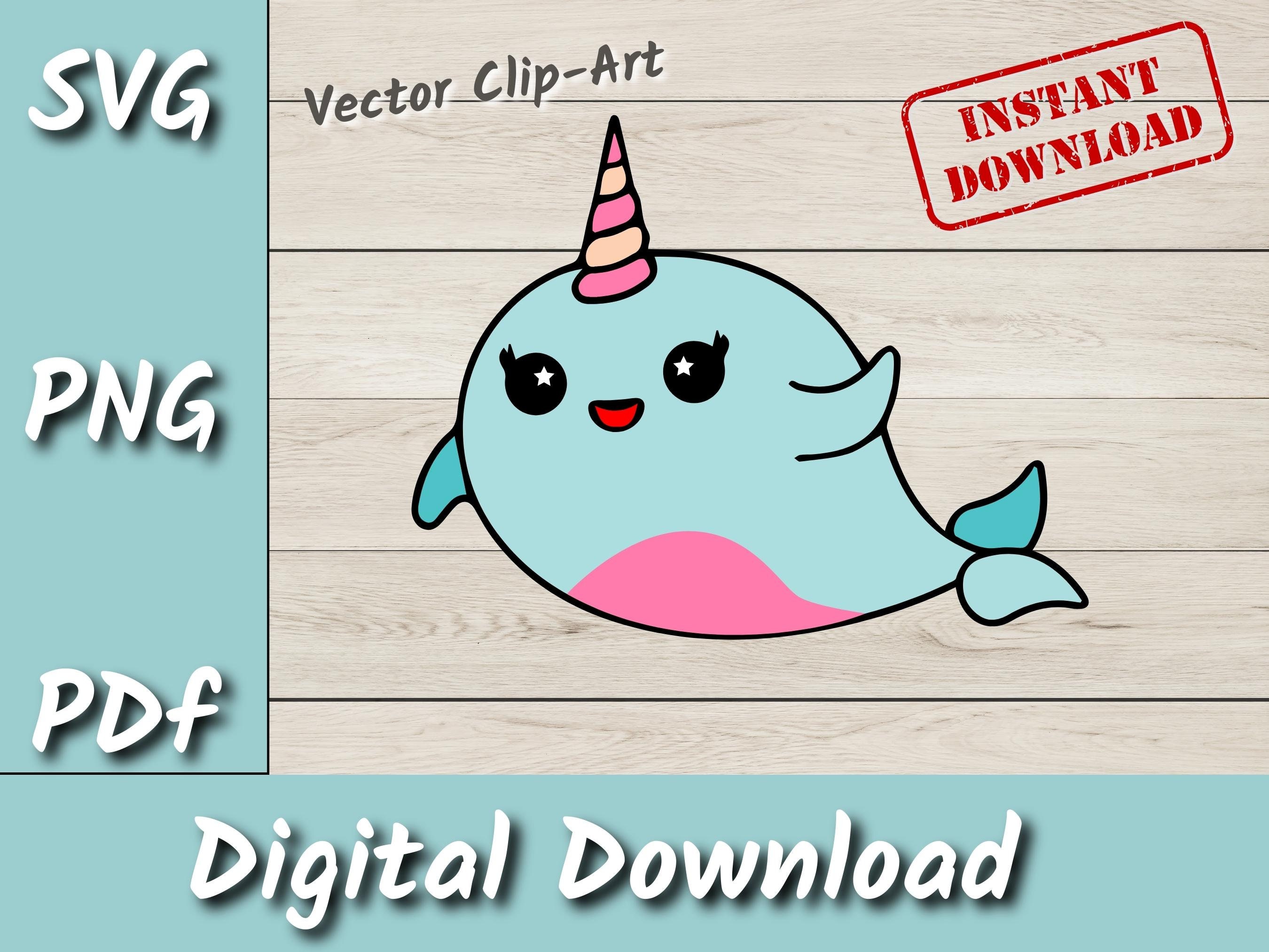 Narwhal Svg, Unicorn Whale Svg, Cute Whale Svg, Cute Narwhals Clip Art ...