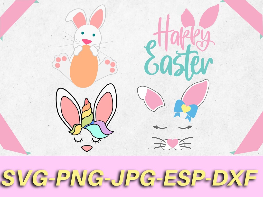 Cute Bunny Svg File, Bunny Svg Bundle, Happy Easter SVG PNG, Bunny Face ...