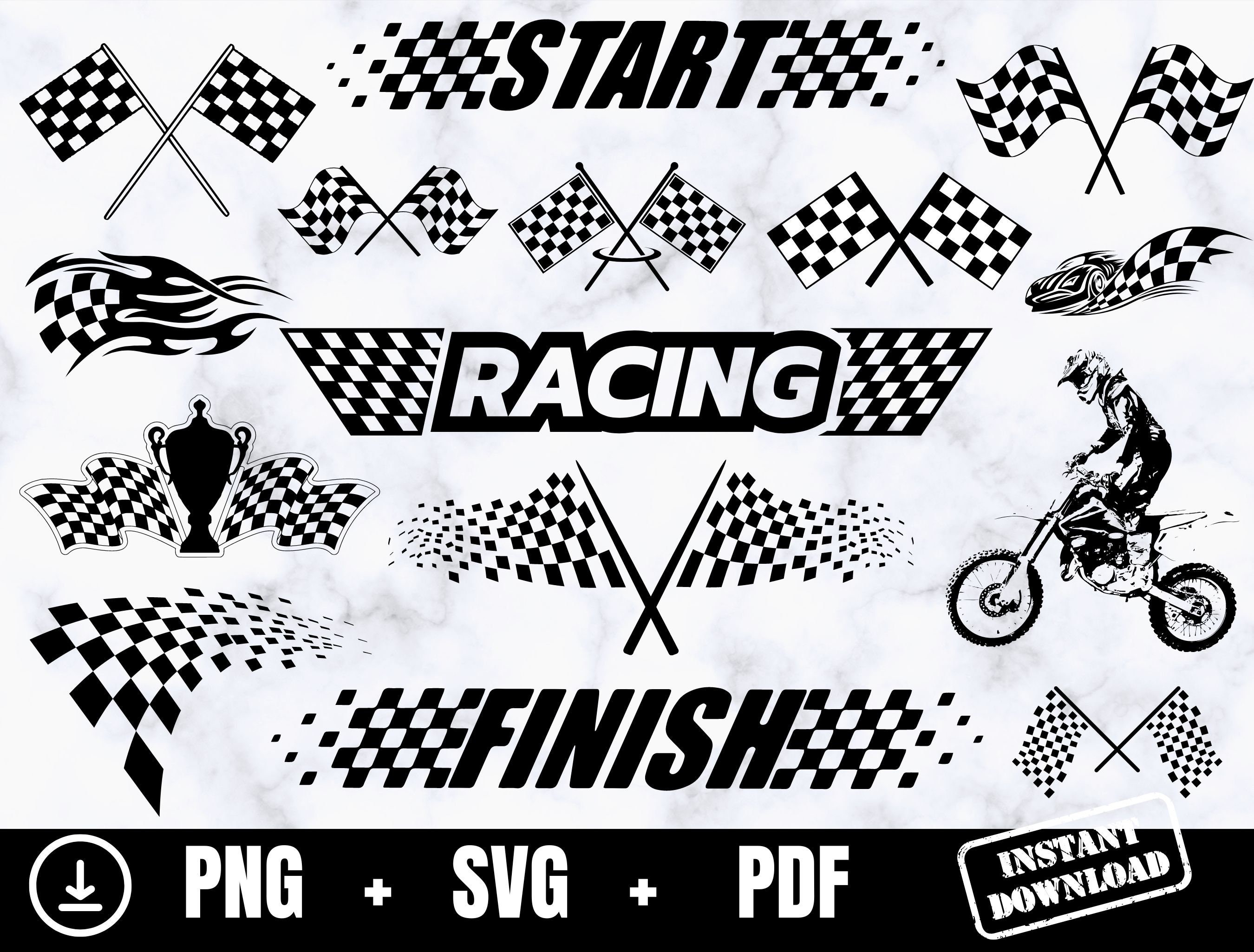 Racing Car Flag SVG, Checkered Flag SVG, Start Flag SVG, Racing Svg ...