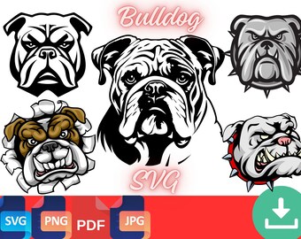 Bulldog Mascot SVG Png Eps Jpg Dxf Bulldog Svg / Bulldog Clip Art / Bulldog Head / Bulldog Mom ...