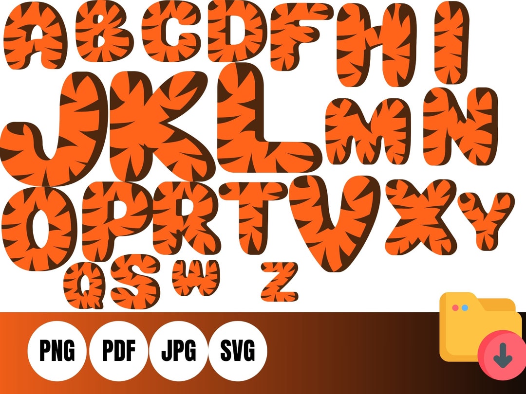 Tiger Font SVG TTF OTF Tiger Skin Font Animal Alphabet Animal - Etsy