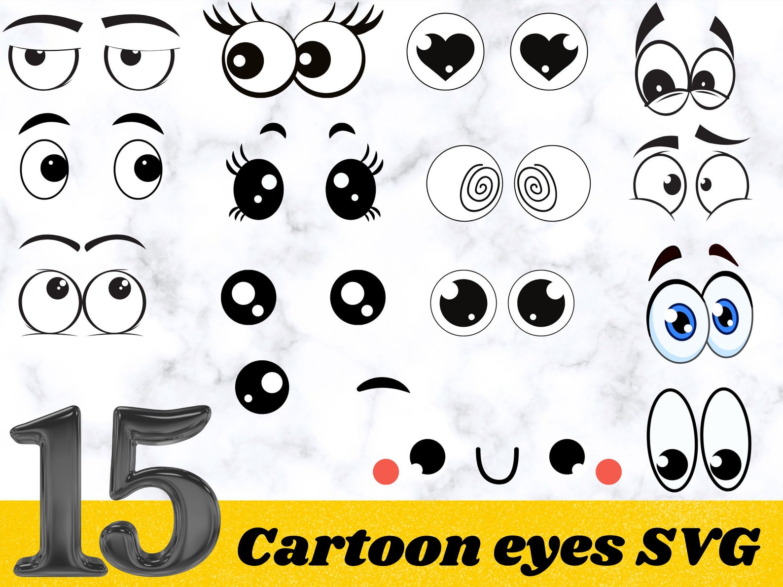 Cartoon Eyes SVG Bundle,comic Book Eyes Svg Bundle,googly Eyes,out Line ...