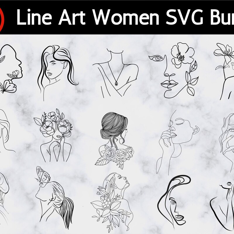 Line Art Woman Svg - Etsy