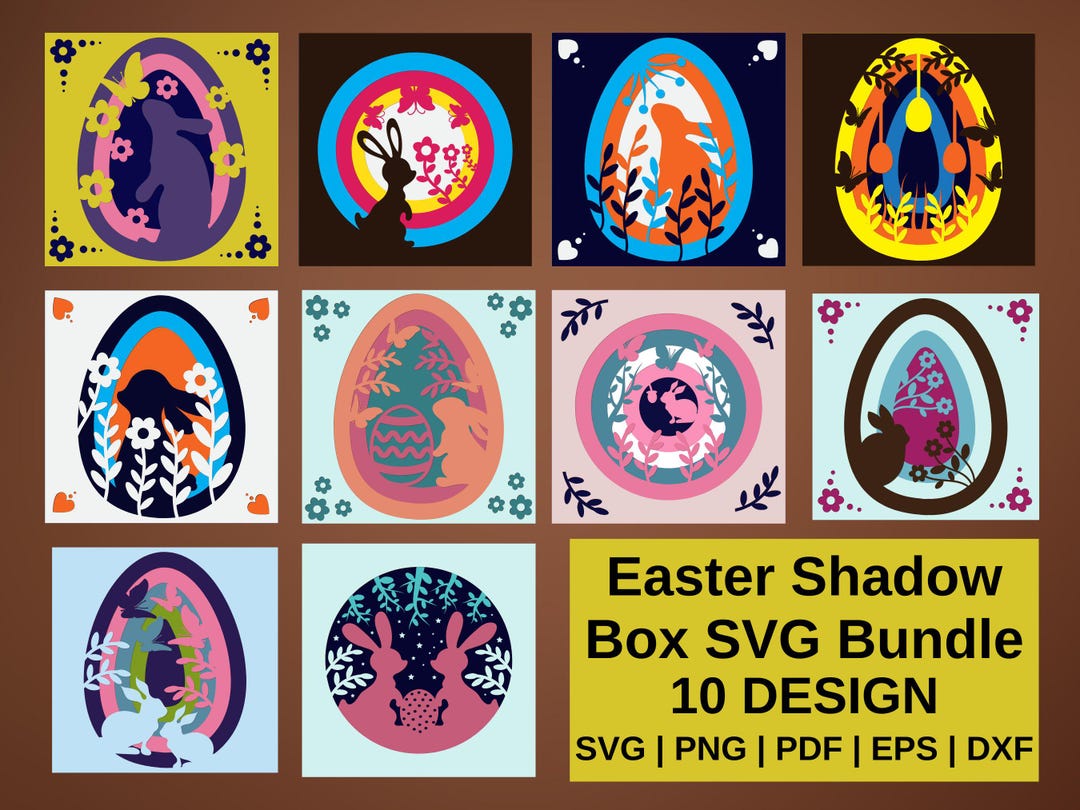 Easter Shadow Box SVG Bundle, 3D Layered Easter Svg, Easter Light Box ...