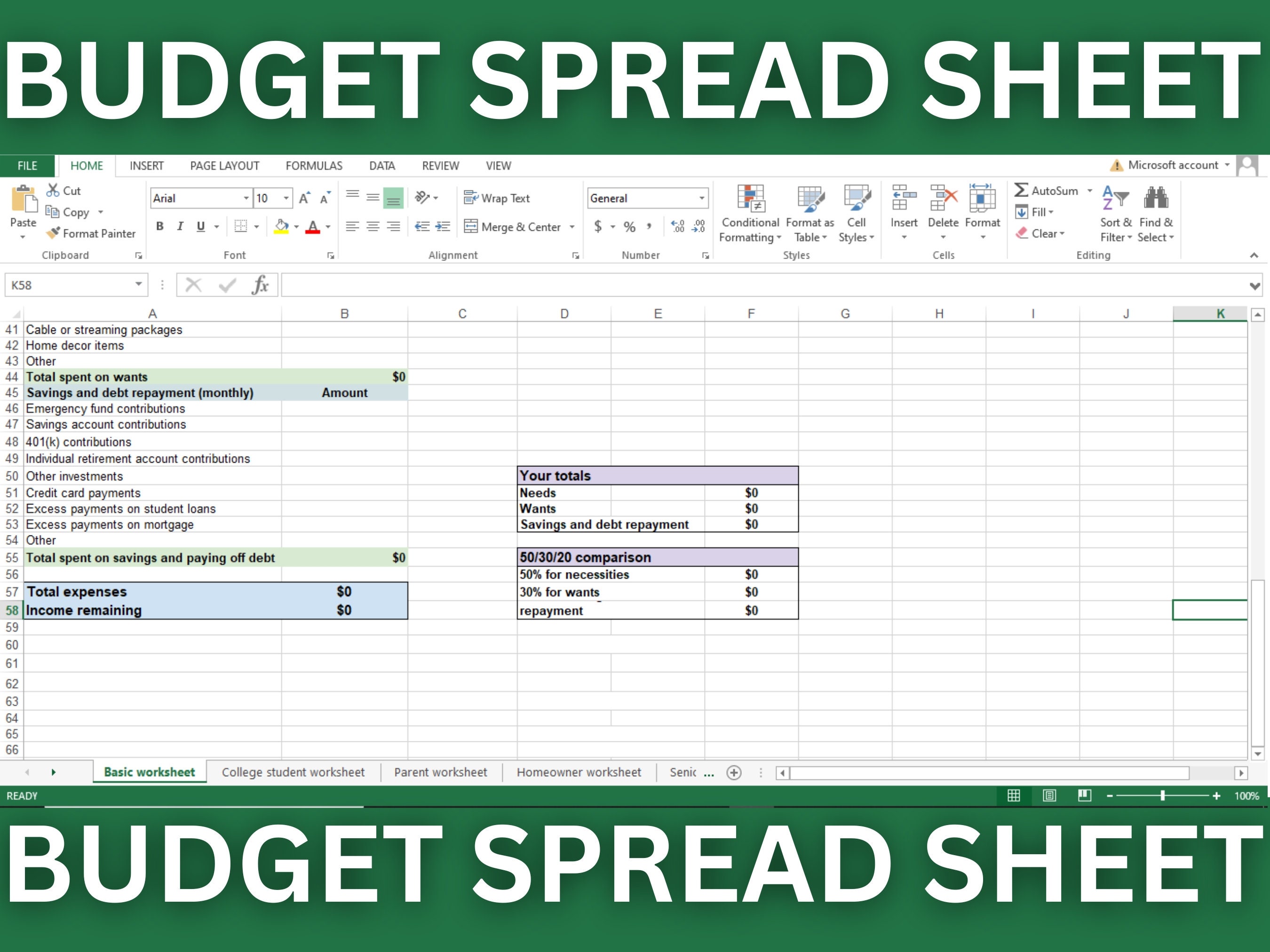 Templates of Ultimate Monthly Budget Spreadsheet for Excel, Budget ...