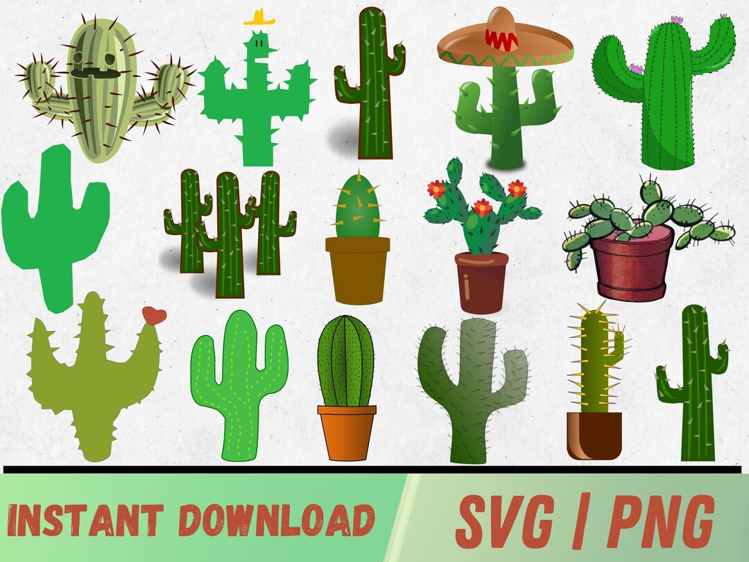 Cactus SVG Design, Cactus Svg Bundle, Succulent Plant, Cactus Clipart ...