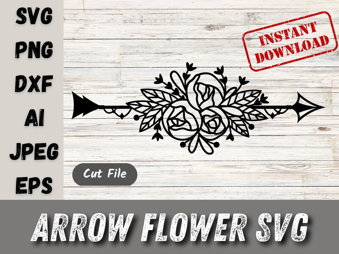 Arrow With Flower Svg, Floral Arrow Svg, Boho Arrow SVG, Arrows Svg ...