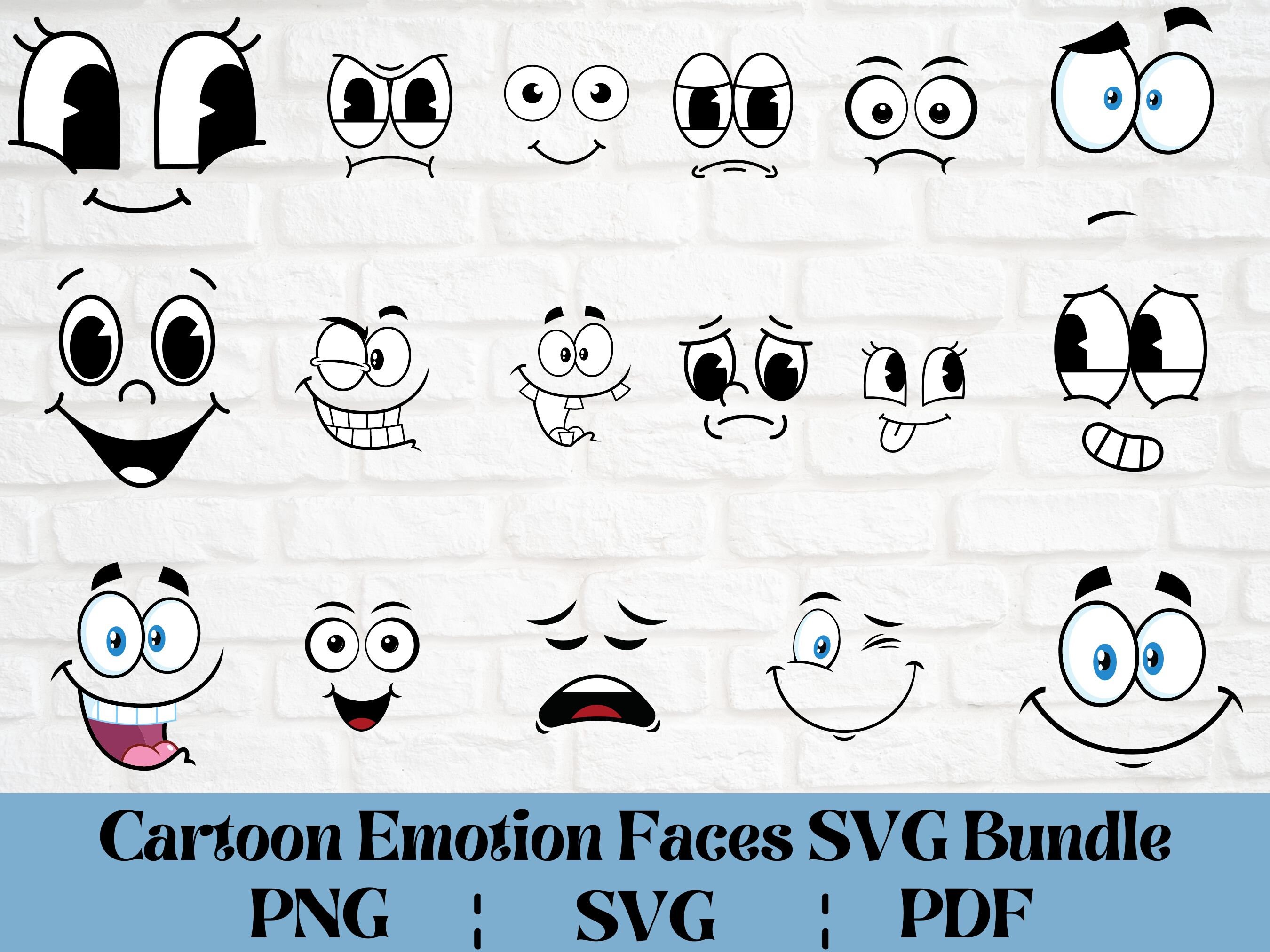 Cartoon Faces Svg, Emoji Faces Svg, Eyes Svg, Cute Faces Svg, Emoji ...
