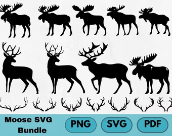 Moose SVG Bundle, Moose Svg, Moose Png, Moose Silhouette, Moose Head ...