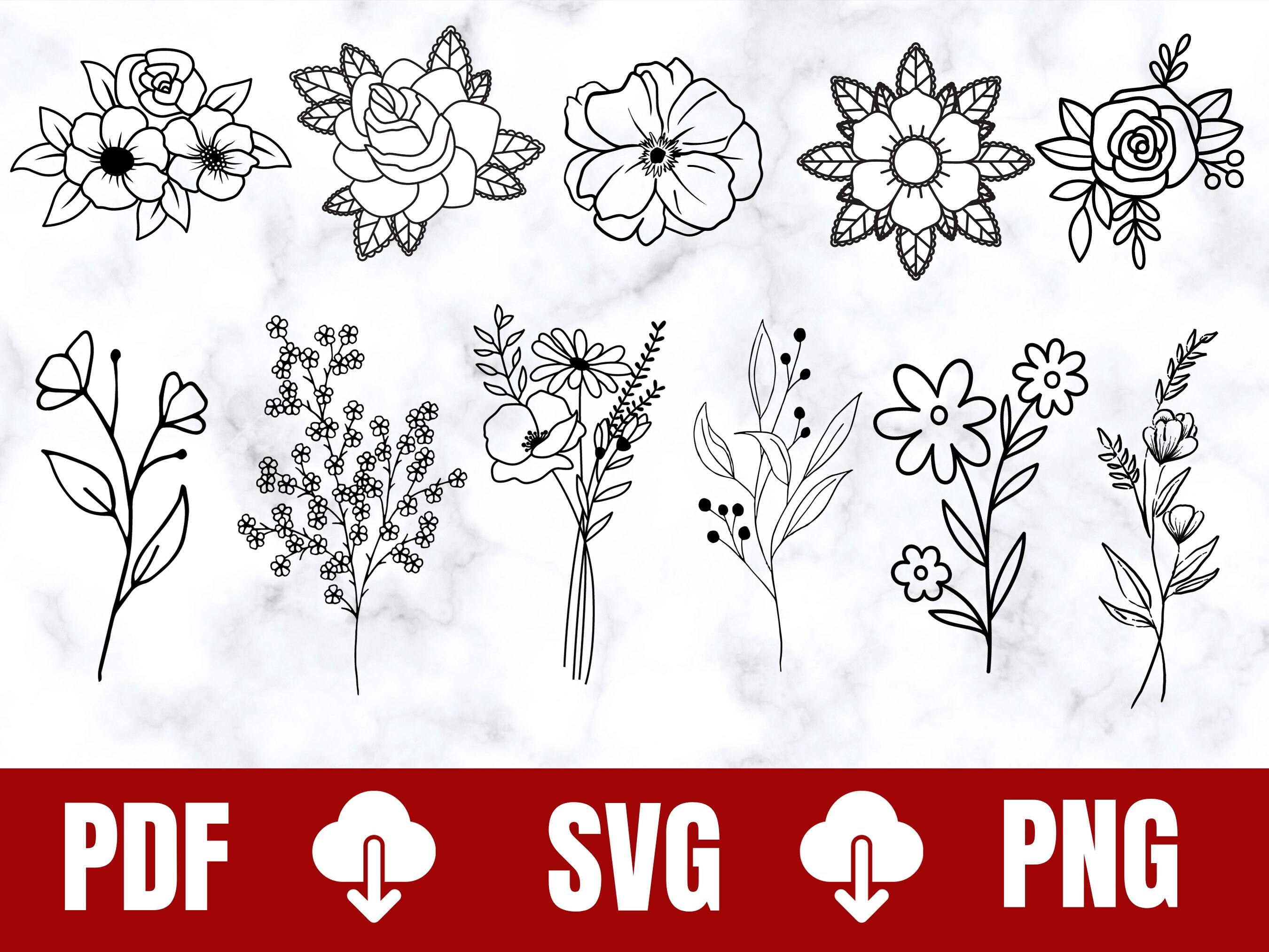 Flower SVG Bundle, Flowers Svg, Spring, Flowers Designs for Shirts ...