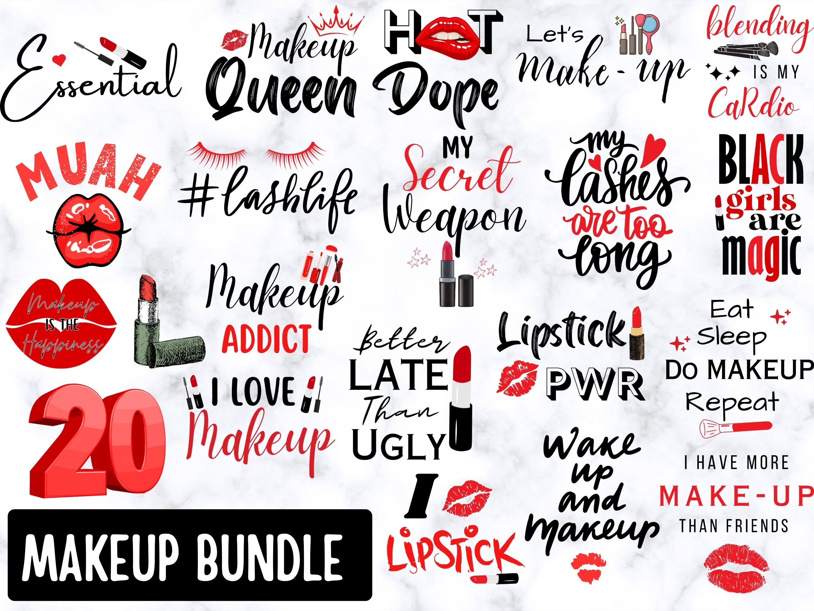 Make up Quotes Bundle Svg, Make up Svg, Beauty Svg, Mascara Svg ...