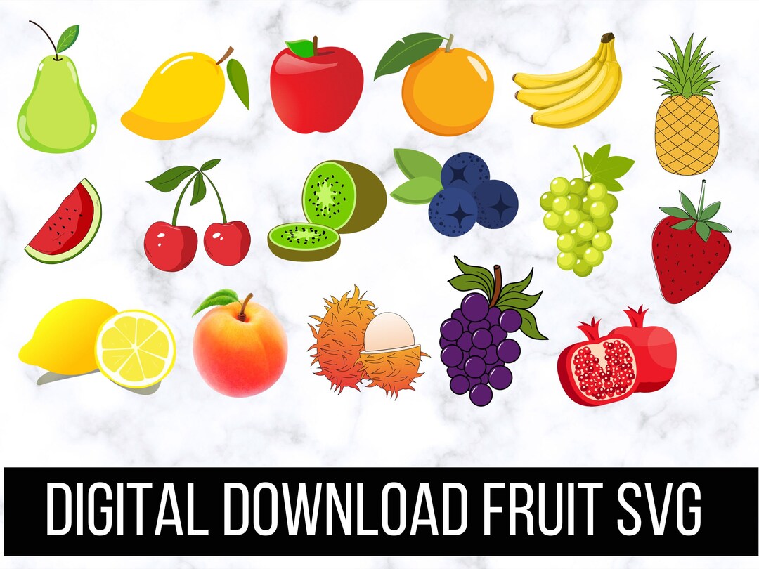 Fruits SVG, Summer Fruit Svg, Cherry Svg, Lemon SVG, Orange Svg ...