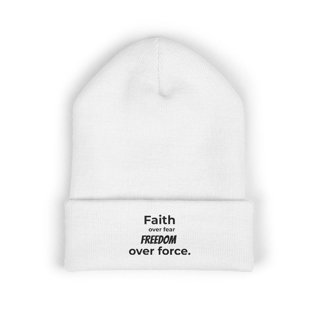 Embroidered Beanie: Faith Over Fear Message - Cozy White Knit - Etsy