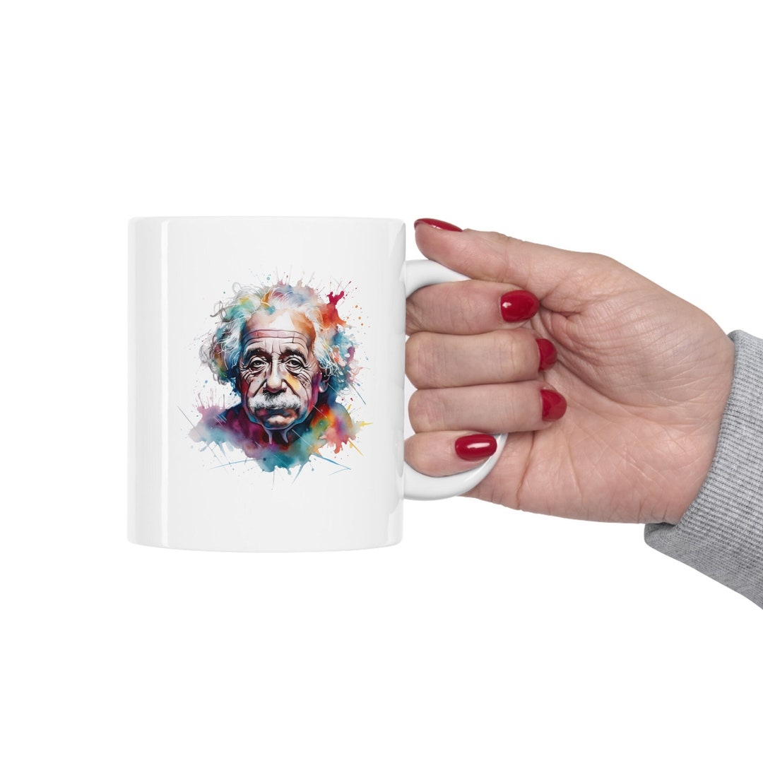 Albert Einstein Coffee Mug Water Color Art Design Science Lover Geek ...