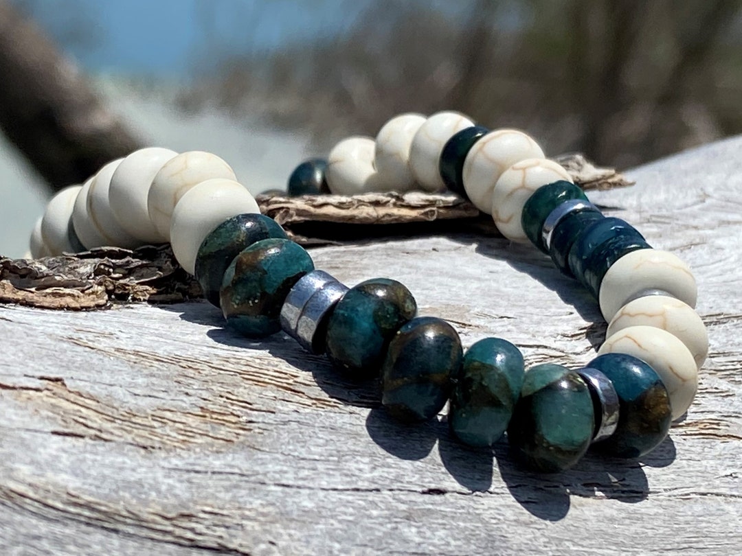 Blue Jasper and Wagnerite With Agate and Hematite Beaded Bracelet ...