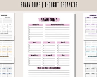 Brain Dump,thought Organizer, ADHD Brain Dump, Thought Tracker ...