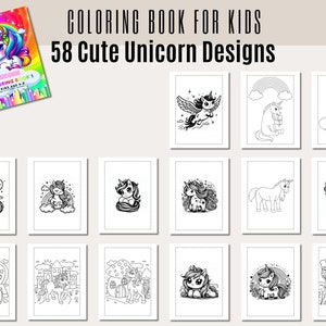 Cute Unicorn Coloring Pages for Kids, Unicorn Printables, Printable ...