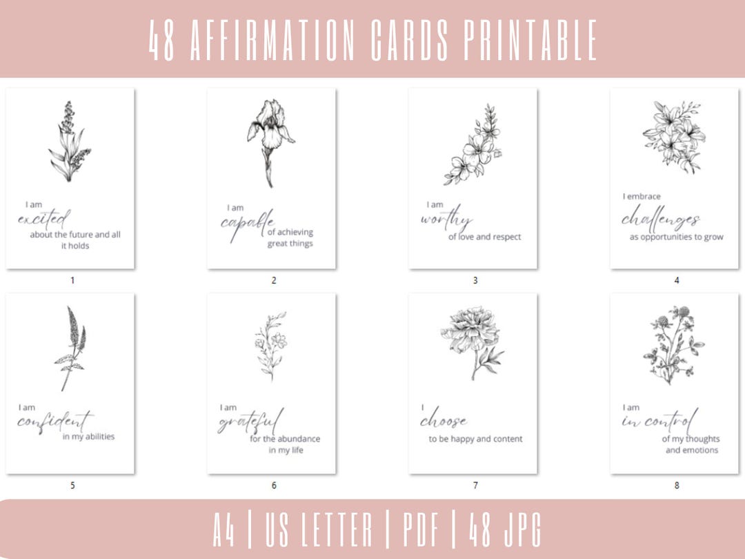 Printable Affirmation Cards: Self-care, Vision Board, Positive Quotes ...