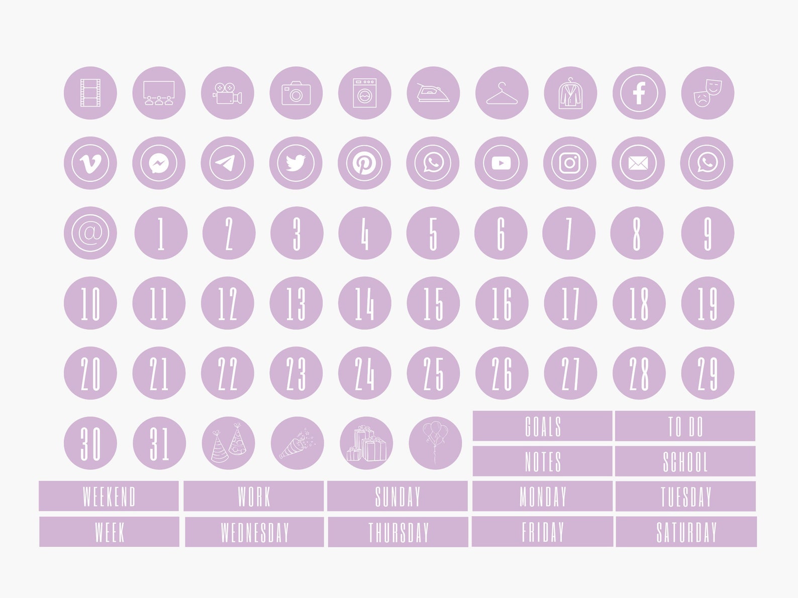 1300 Digital Stickers Icons Pack, Minimalistic Planner Stickers Sticker ...