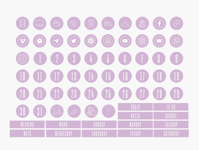 1300 Digital Stickers Icons Pack, Minimalistic Planner Stickers Sticker ...