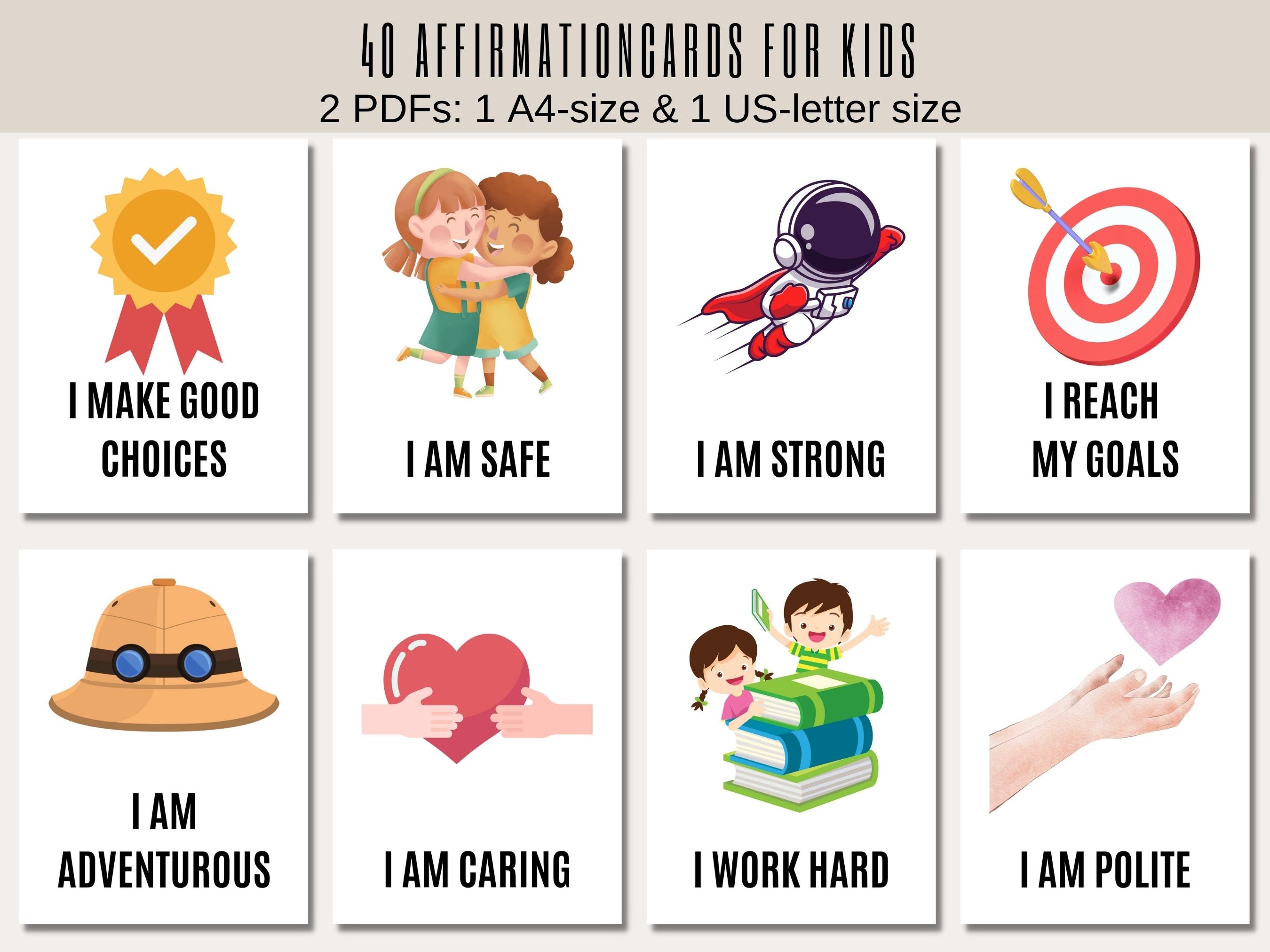 40 Affirmation Cards for Kids Digital | Positive Affirmation Cards ...