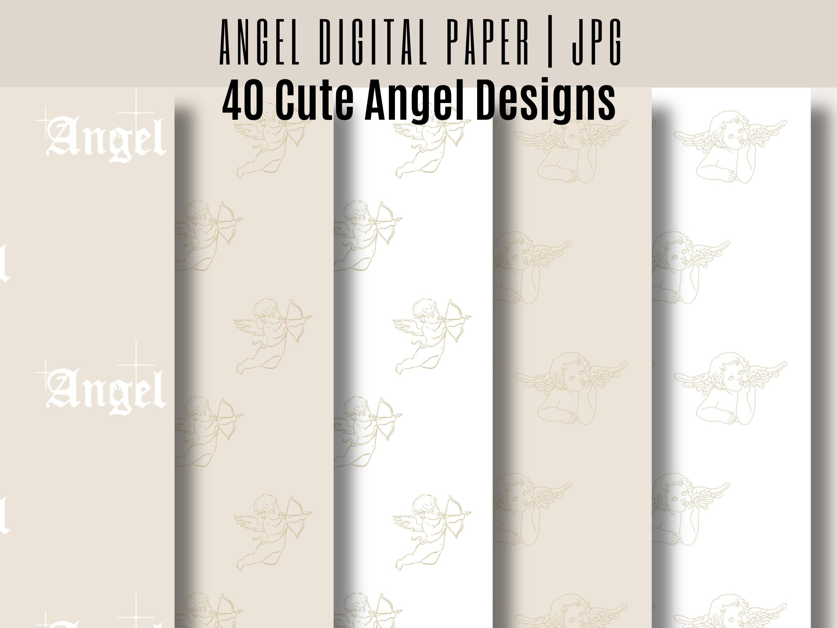 40 Angel Digital Paper Pack Seamless Patterns Backgrounds Scrapbook ...