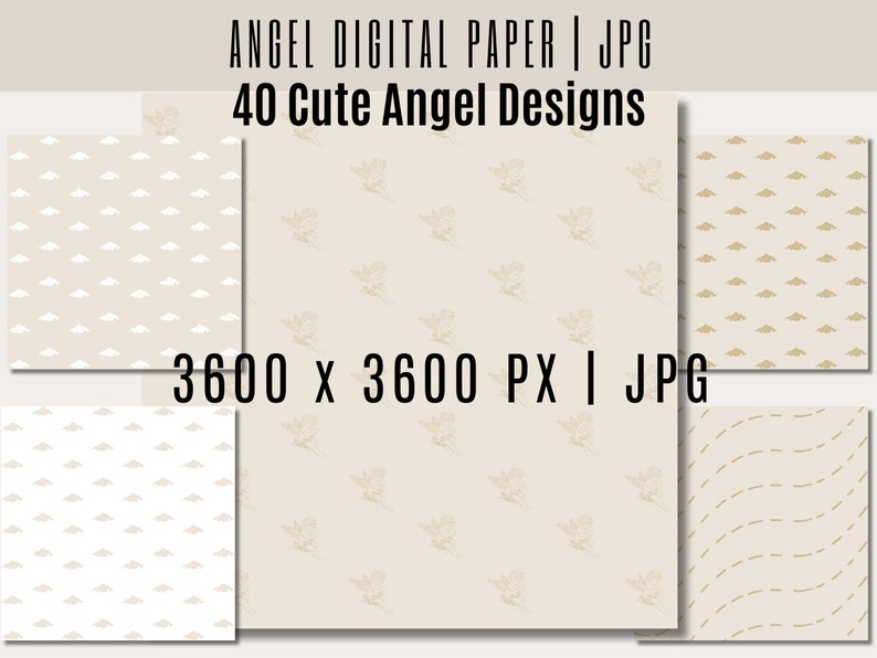 40 Angel Digital Paper Pack Seamless Patterns Backgrounds Scrapbook ...