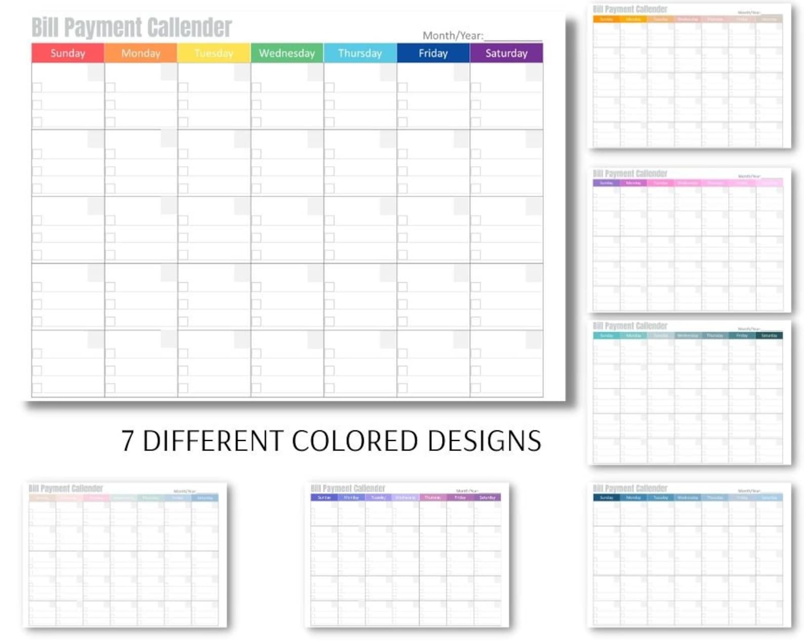 Bill Payments Calendar Personal Finance Organizing Printables Financial ...